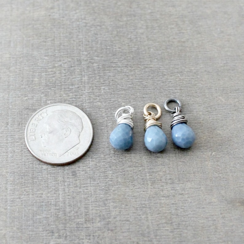 Blue Opal Charm October Birthstone Charm Blue Opal Pendant - Etsy
