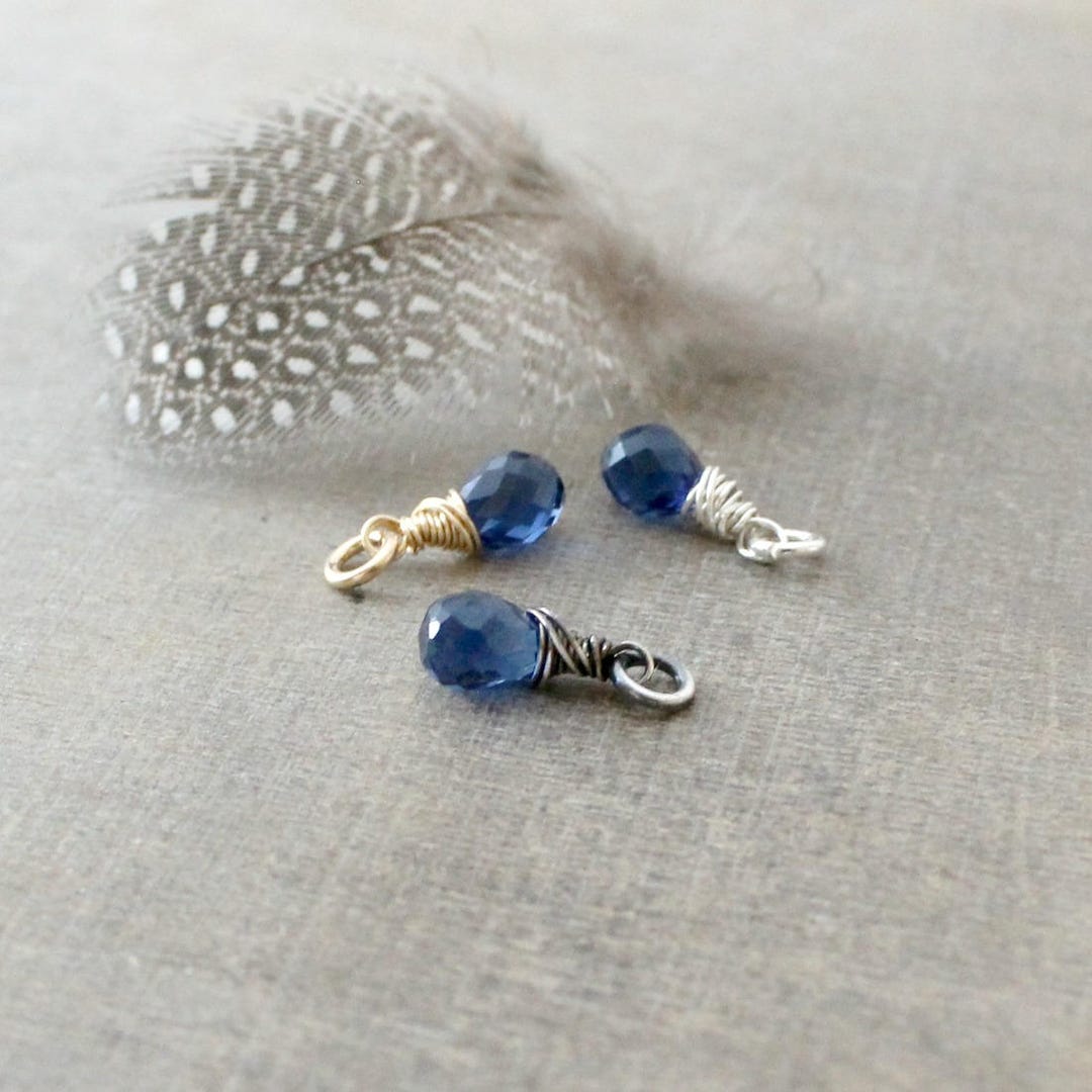 Blue Quartz Charm, Royal Blue Gemstone Charm, Small Hydro Quartz ...