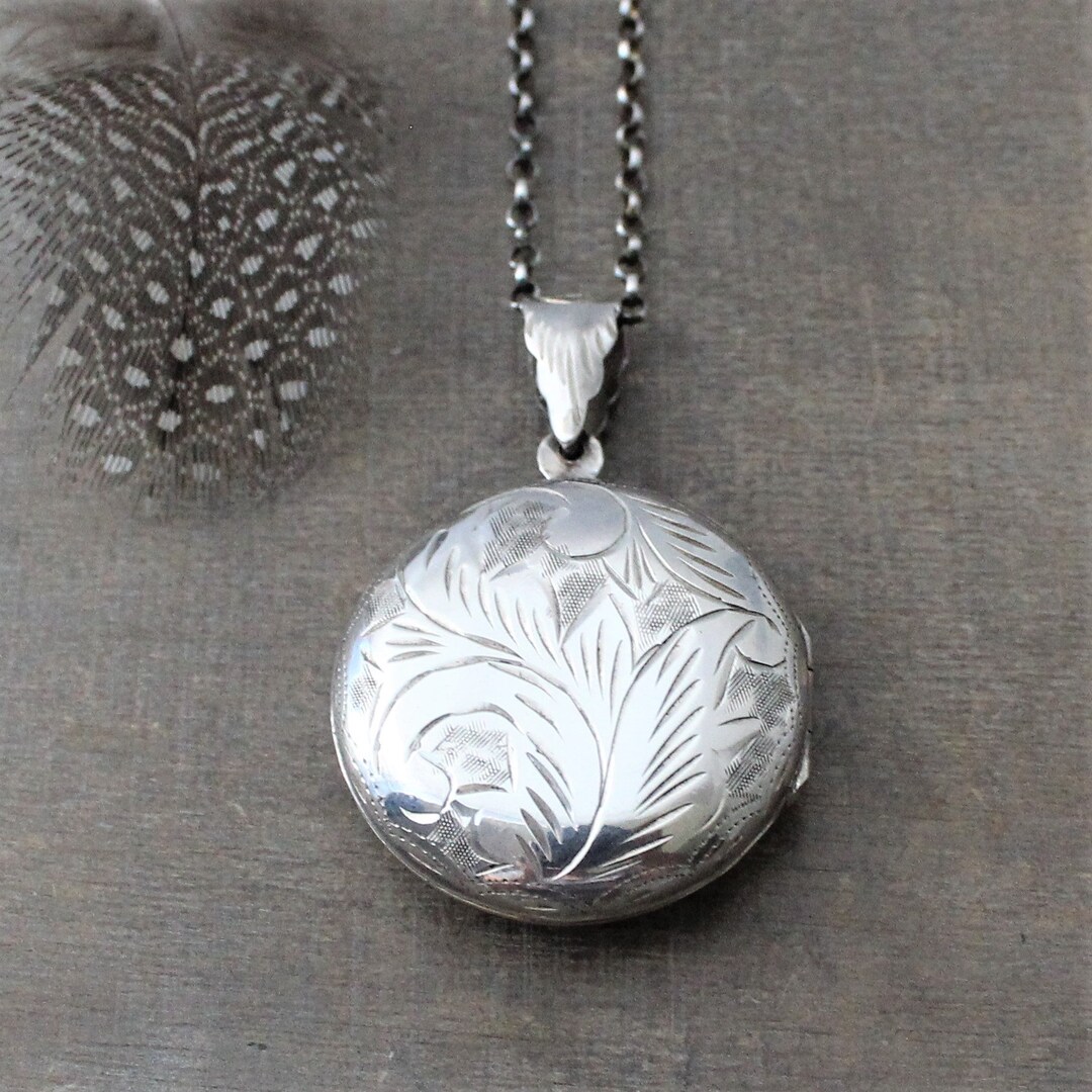 Sterling Silver Locket Necklace, Custom Necklace, Round Locket, Large ...