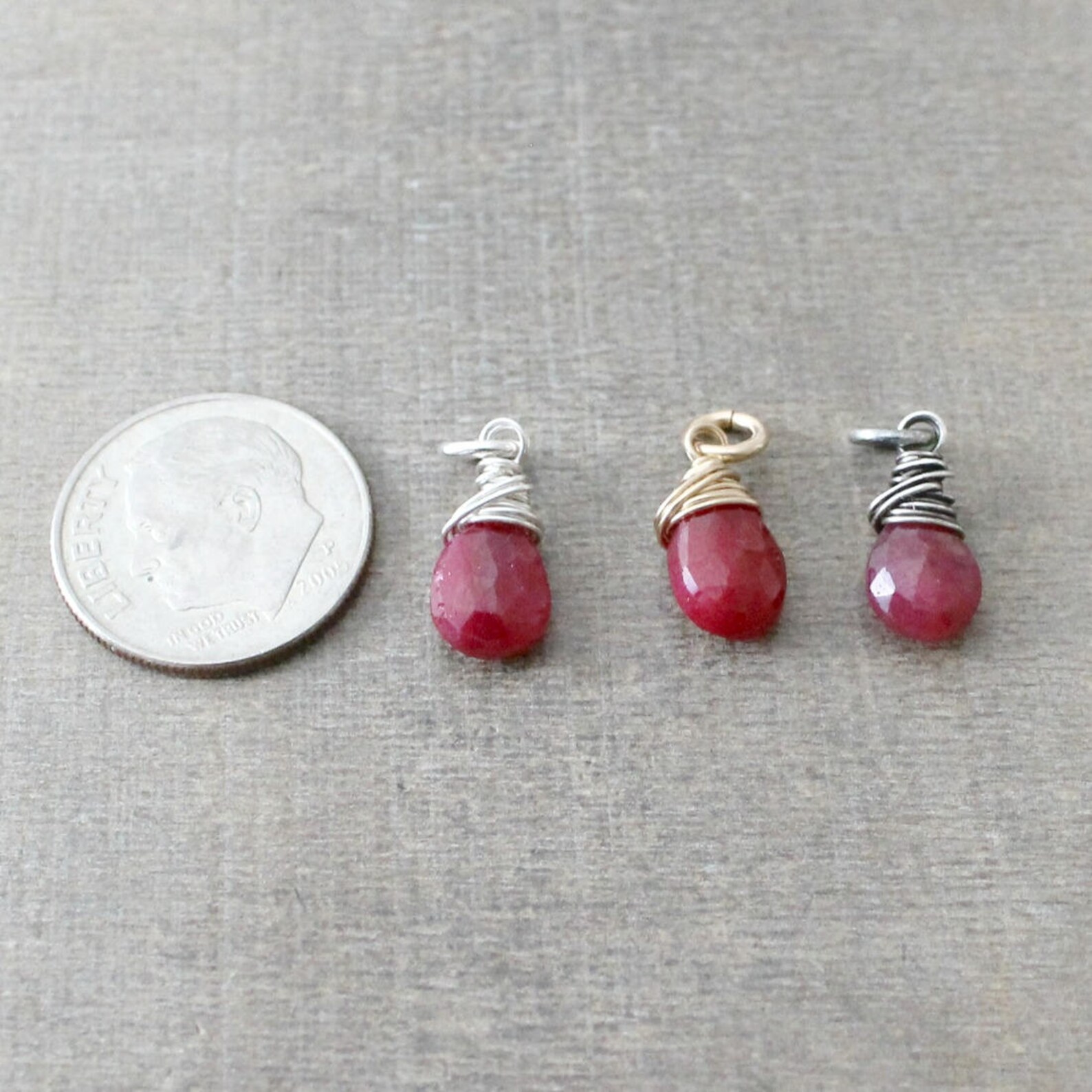Genuine Ruby Charm July Birthstone Charm Wire Wrapped - Etsy