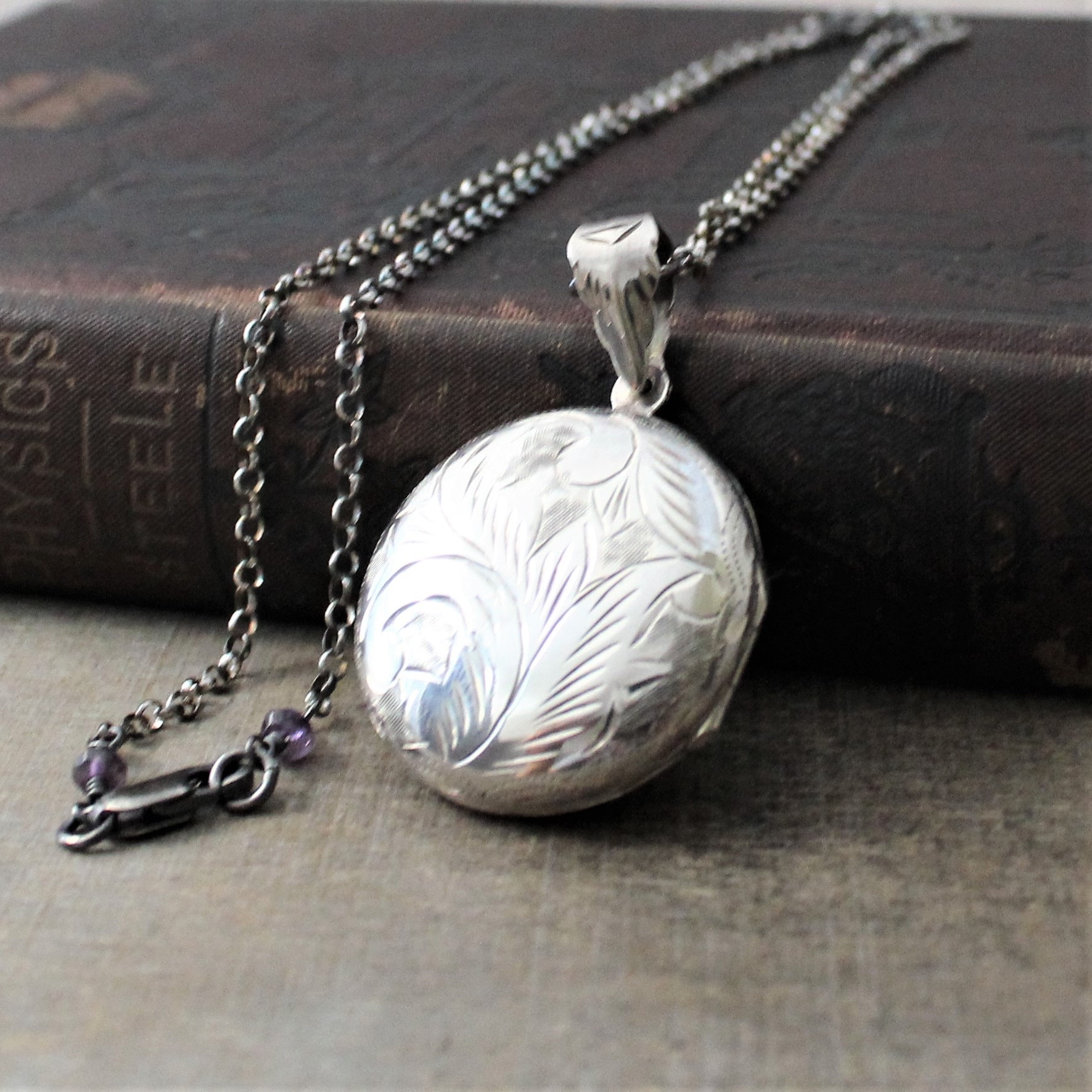 Sterling Silver Locket Necklace Custom Necklace Round | Etsy