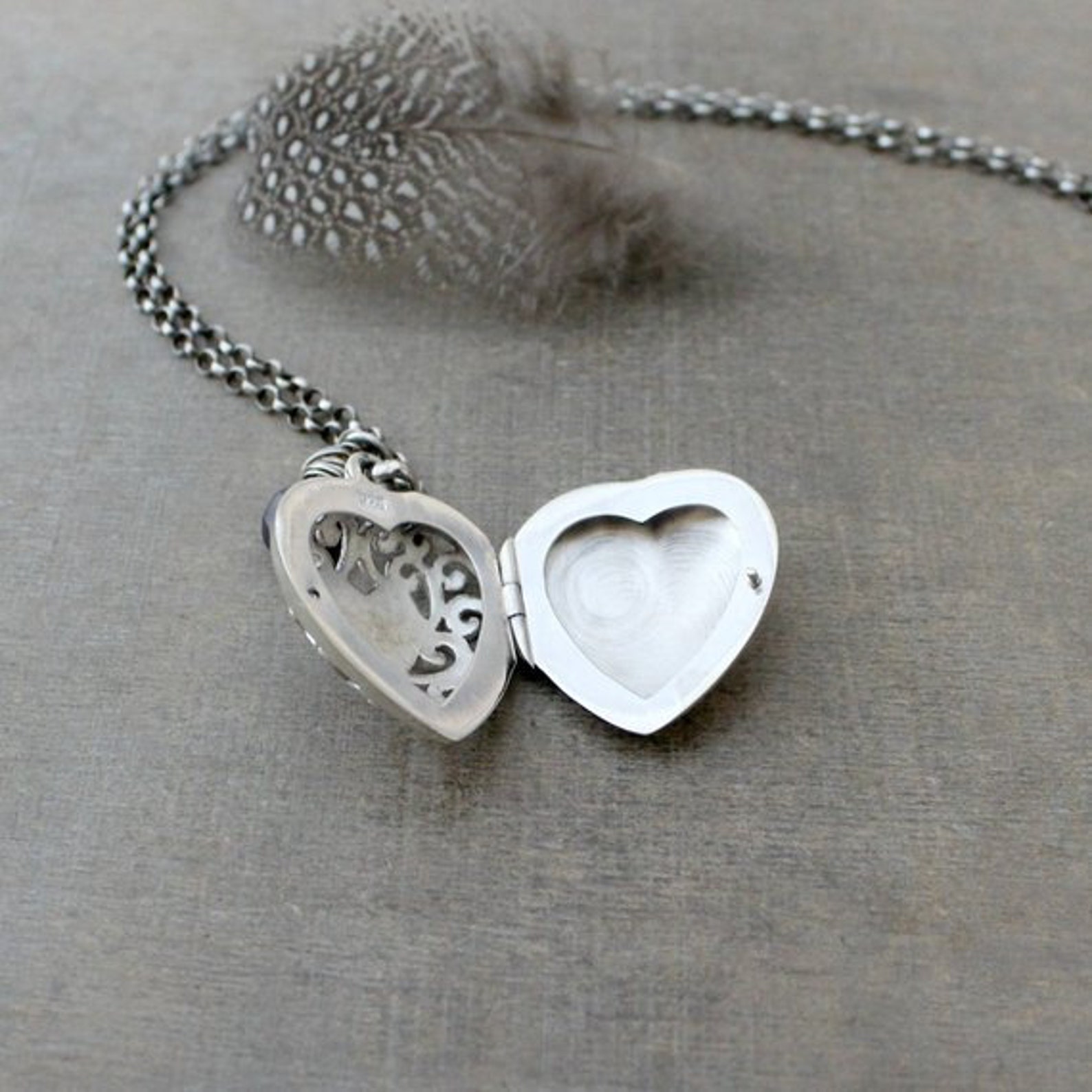 Silver Heart Locket January Birthstone Locket Sterling Silver - Etsy
