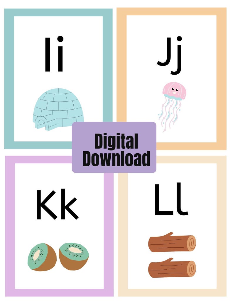 Printable Alphabet Cards, Alphabet Cards for Homeschool Room, Alphabet ...