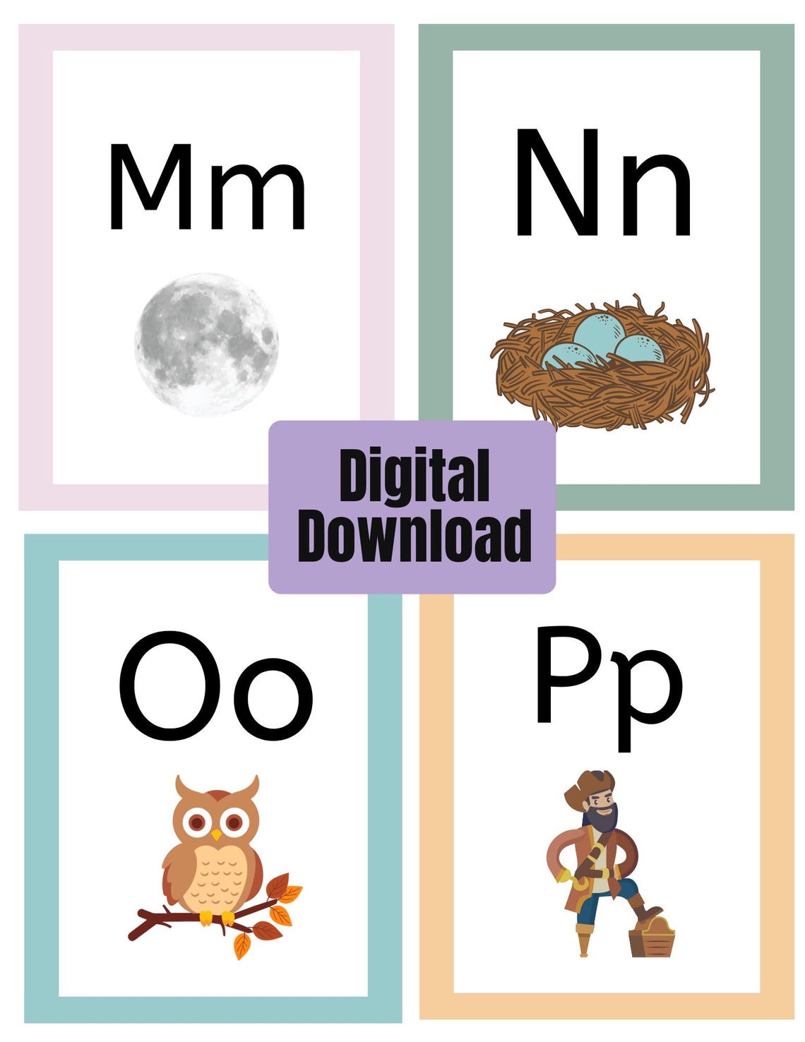 Printable Alphabet Cards, Alphabet Cards for Homeschool Room, Alphabet ...