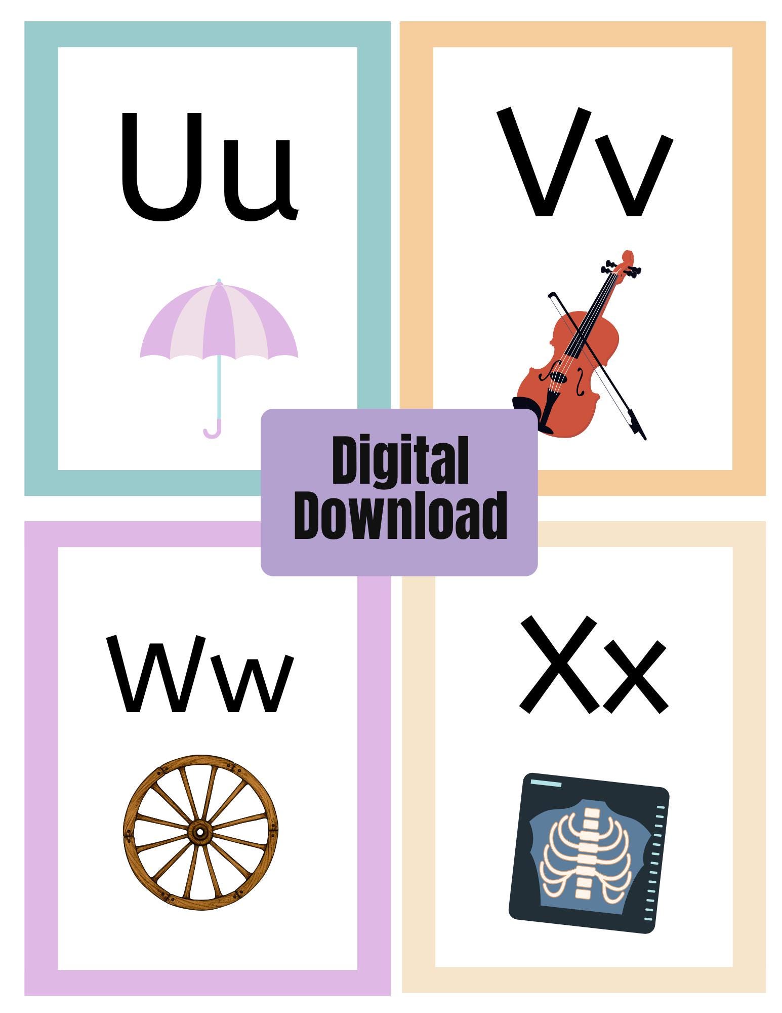 Printable Alphabet Cards, Alphabet Cards for Homeschool Room, Alphabet ...