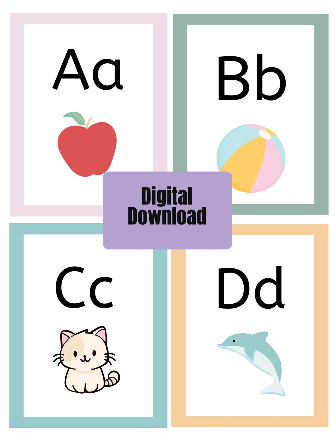 Printable Alphabet Cards, Alphabet Cards for Homeschool Room, Alphabet ...