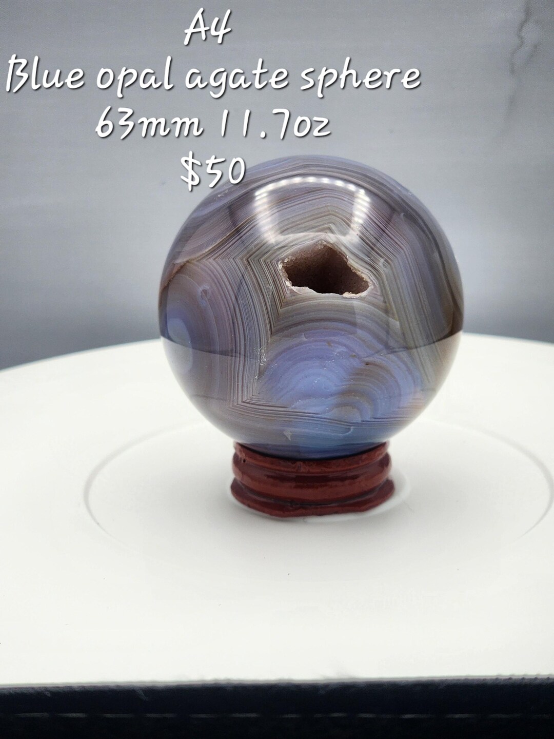 A4 Blue Opal Agate Sphere With Druzy - Etsy