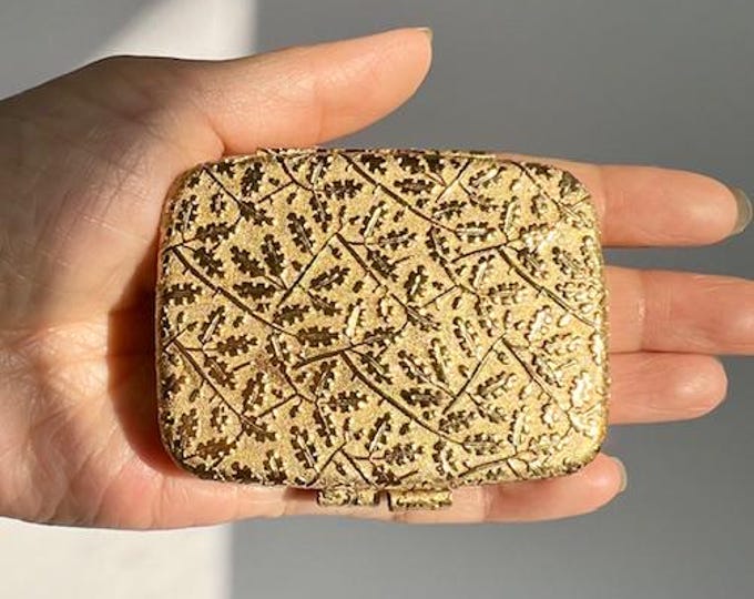 1950s Vintage Revlon Love Pat Floral Motif Gold Rectangle Beige 0678 ...