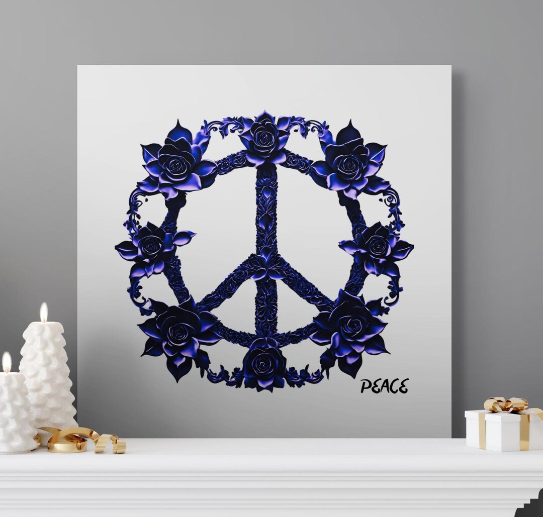 Peace Sign Art Print Royal Blue Chic Wall Art Downloadable Prints. - Etsy