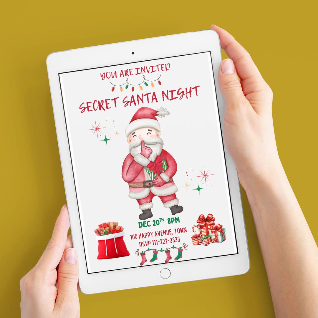 Invitation Secret Santa EDITABLE CANVA TEMPLATE Printable Digital ...