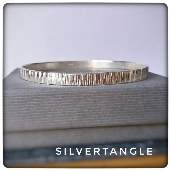 Wide Silver Bangle - Etsy