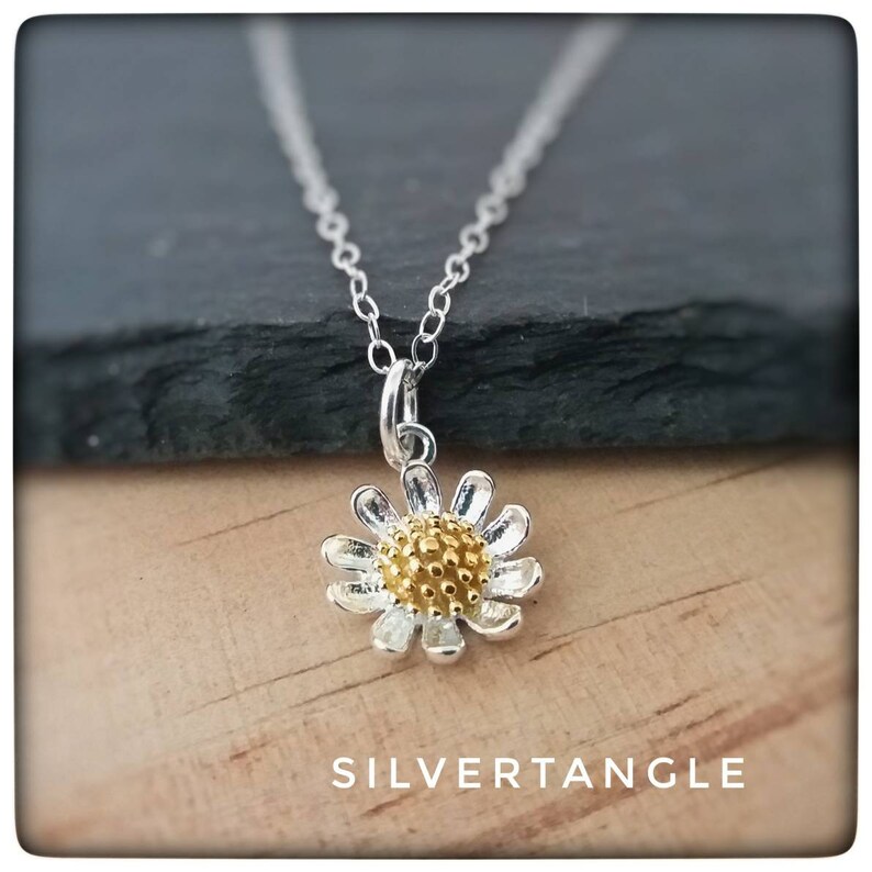 Silver Sunflower Necklace - Flower Necklace - Sterling Silver Necklace ...