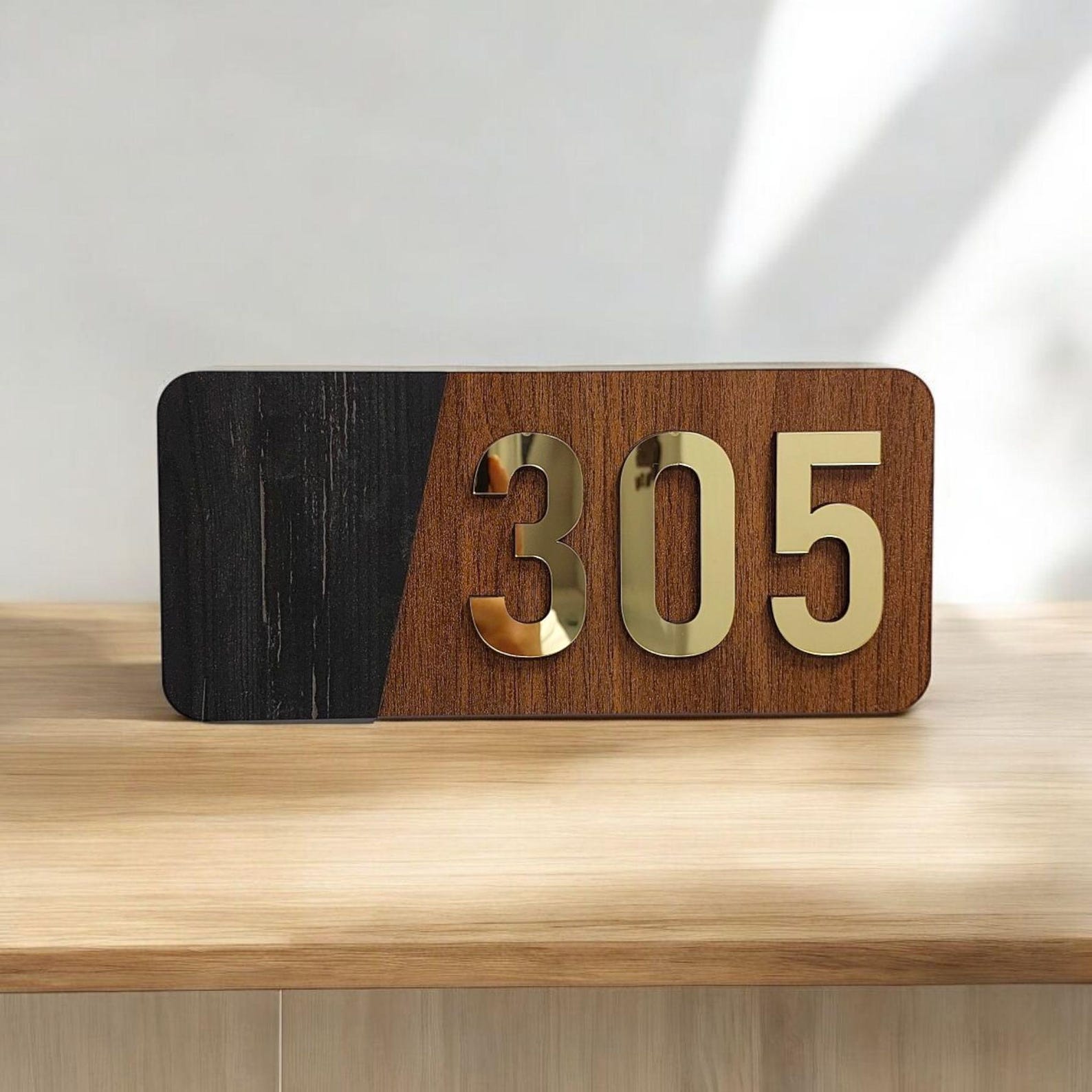 Modern Wood Acrylic House Number Sign – Luxury Minimalist Room Number ...
