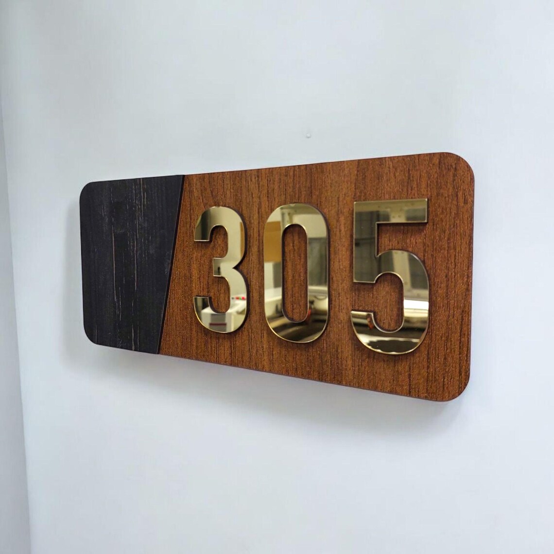 Modern Wood Acrylic House Number Sign – Luxury Minimalist Room Number ...