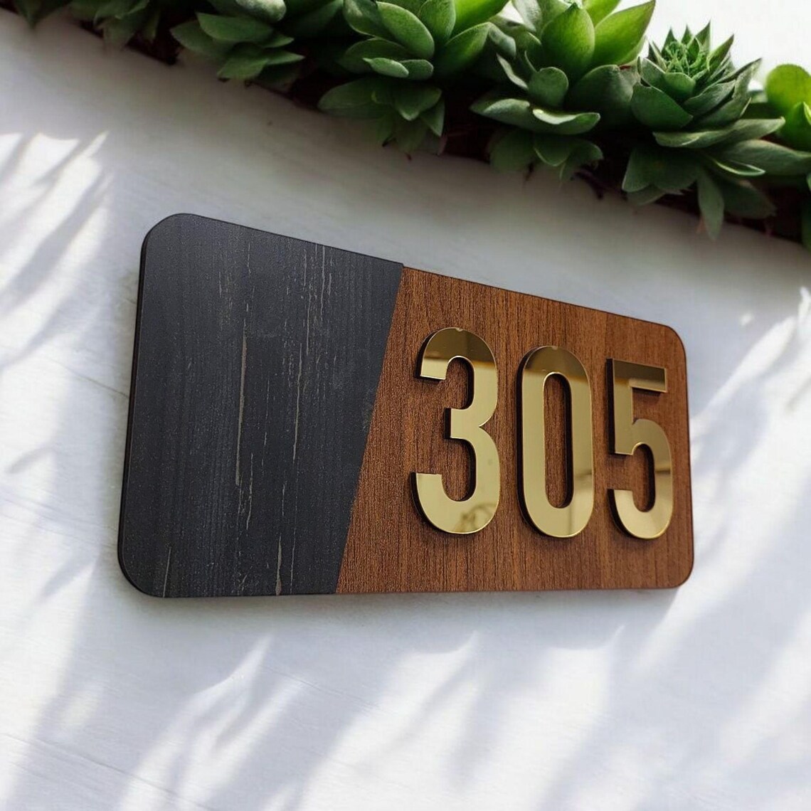 Modern Wood Acrylic House Number Sign – Luxury Minimalist Room Number ...