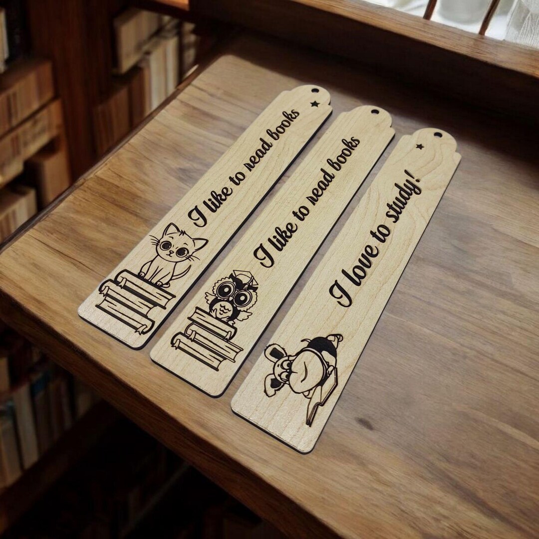 Wooden Animal Bookmarks for Kids – Laser Engraved Cat, Owl, Bee Designs ...