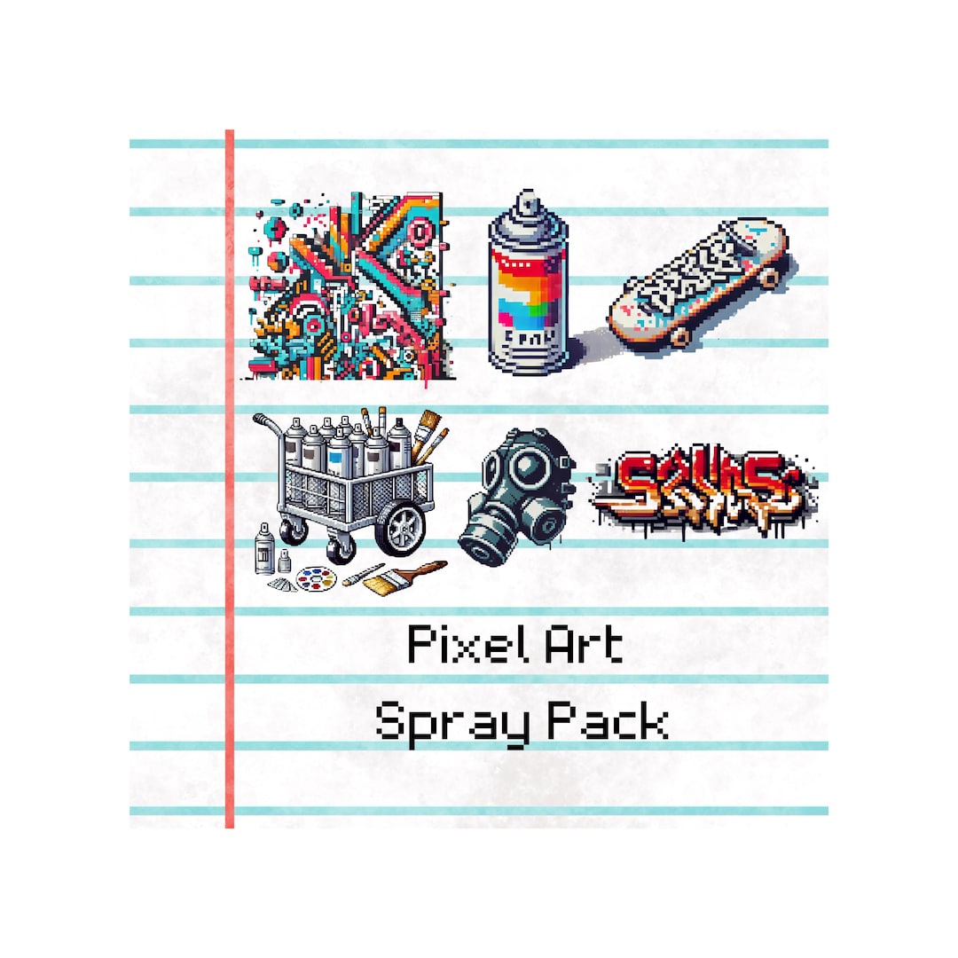 Pixel Art Graffiti Elements Clipart Pack 6 PNG Images Transparent ...
