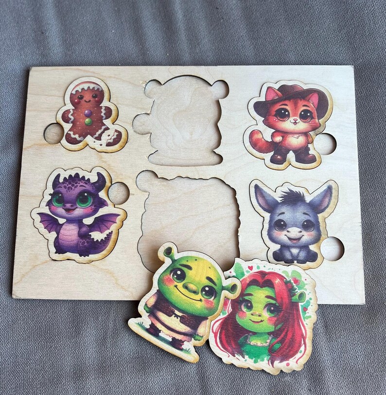 Wooden Jigsaw Puzzle, Shrek Theme, Laser-cut, Featuring Shrek, Fiona ...