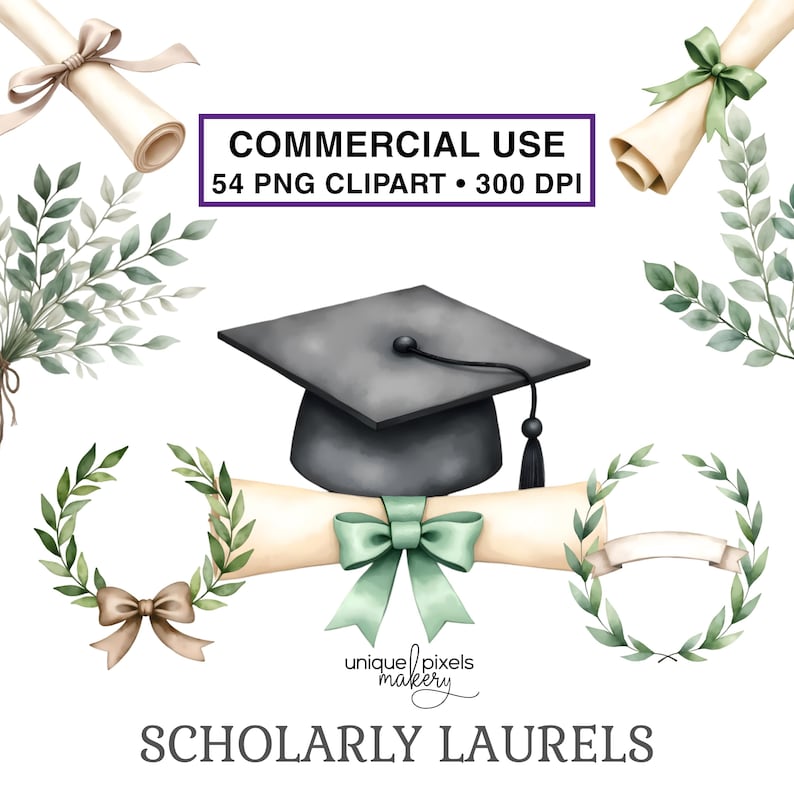 Graduation Laurel Leaves Clipart Watercolor PNG | Academic Wreaths ...