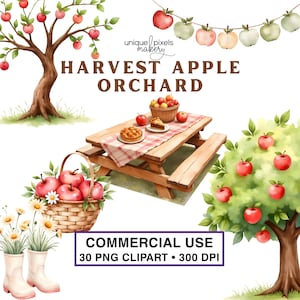 Harvest Apple Orchard Clipart | Fall Apple Picking Transparent PNG ...