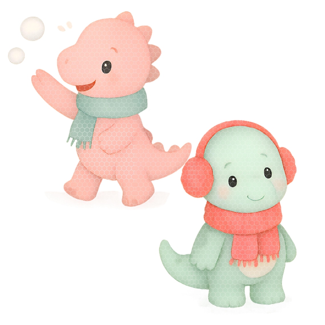 Baby Dinosaur Winter Clipart Transparent PNG | Watercolor Dino With ...
