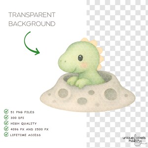 Baby Space Dinosaur Clipart Transparent PNG | Watercolor Outer Space ...
