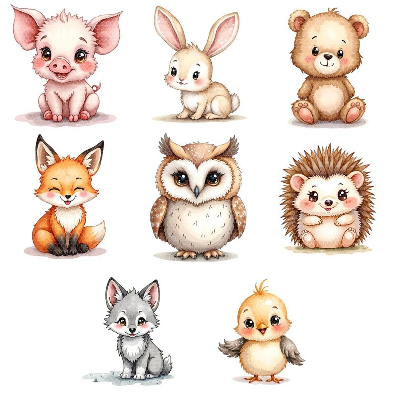 Woodland Whimsy Little Forest Friends 17 Clipart PNG | Cute Animal ...