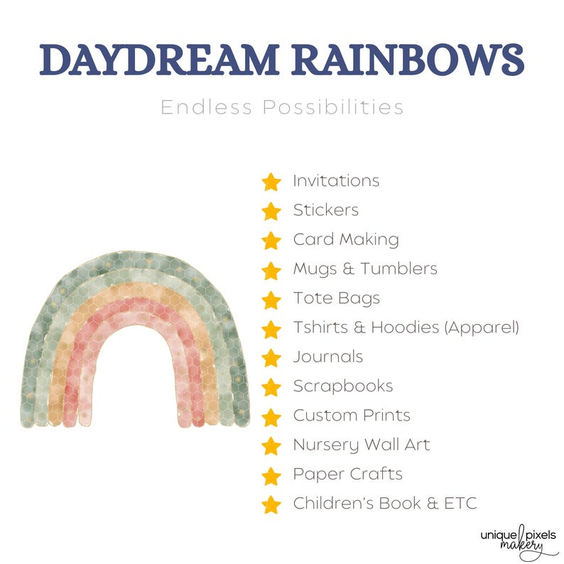 Boho Rainbow Clipart Watercolor PNG | Floral | Colorful Arc | Nursery ...