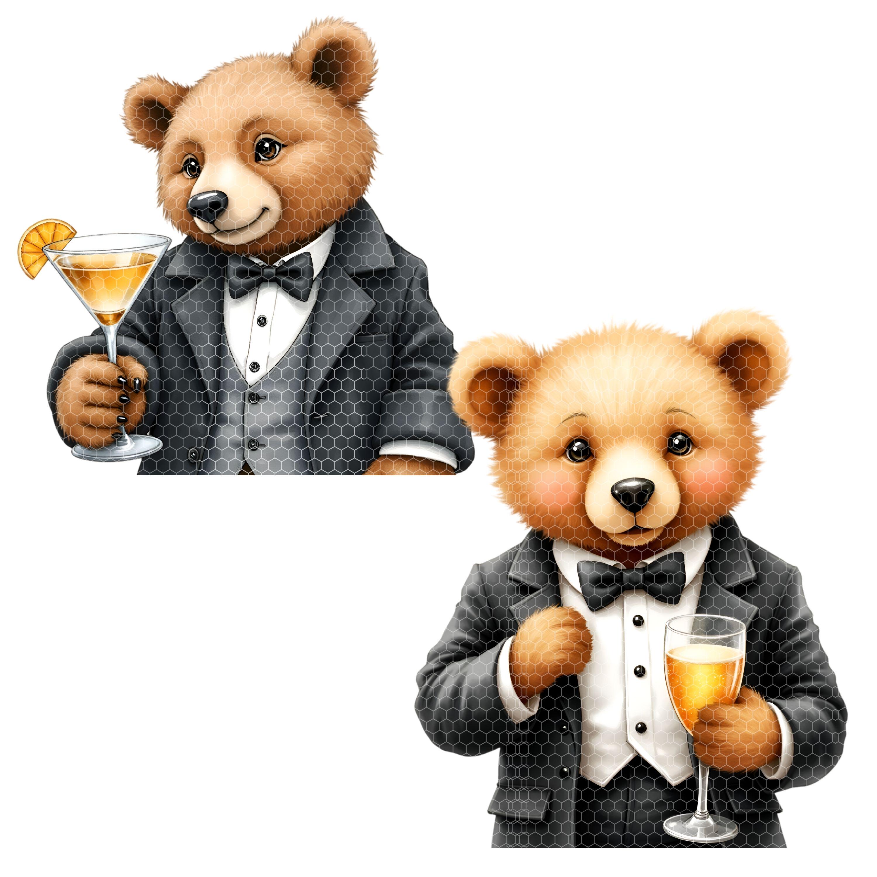 Cocktail Party Bear Clipart | Fancy Teddy Bears in Suits Tuxedos With ...