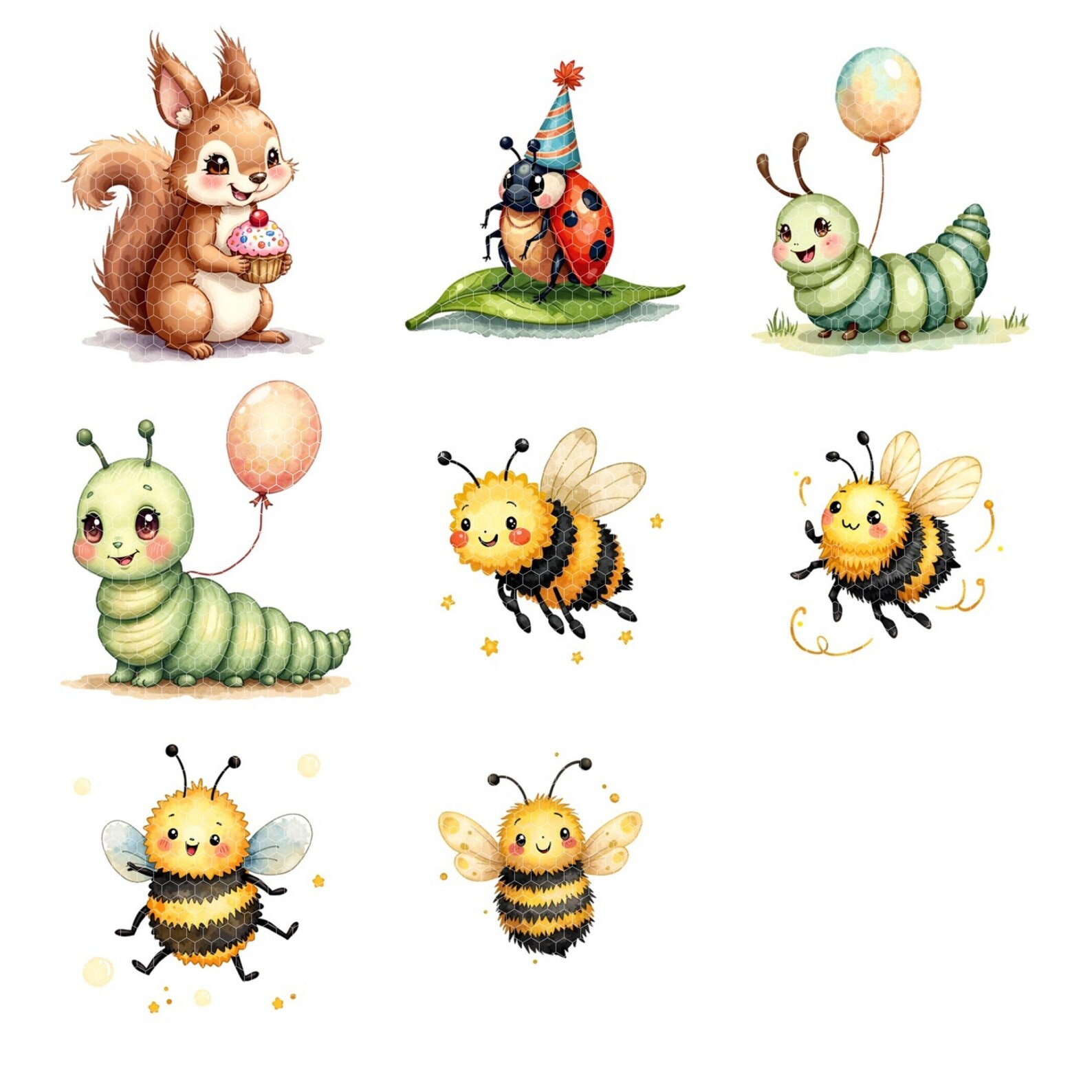 Woodland Birthday Clipart | Watercolor Forest Animals PNG (digital ...