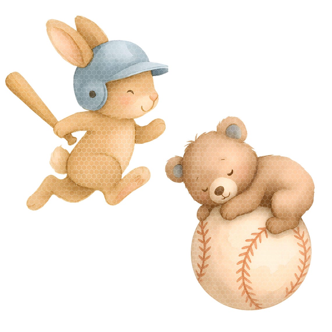 Baseball Animals Clipart PNG | Watercolor Sports Animals With Baseballs ...
