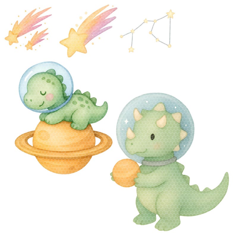 Baby Space Dinosaur Clipart Transparent PNG | Watercolor Outer Space ...