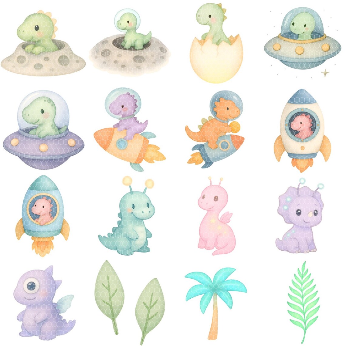 Baby Space Dinosaur Clipart Transparent PNG | Watercolor Outer Space ...