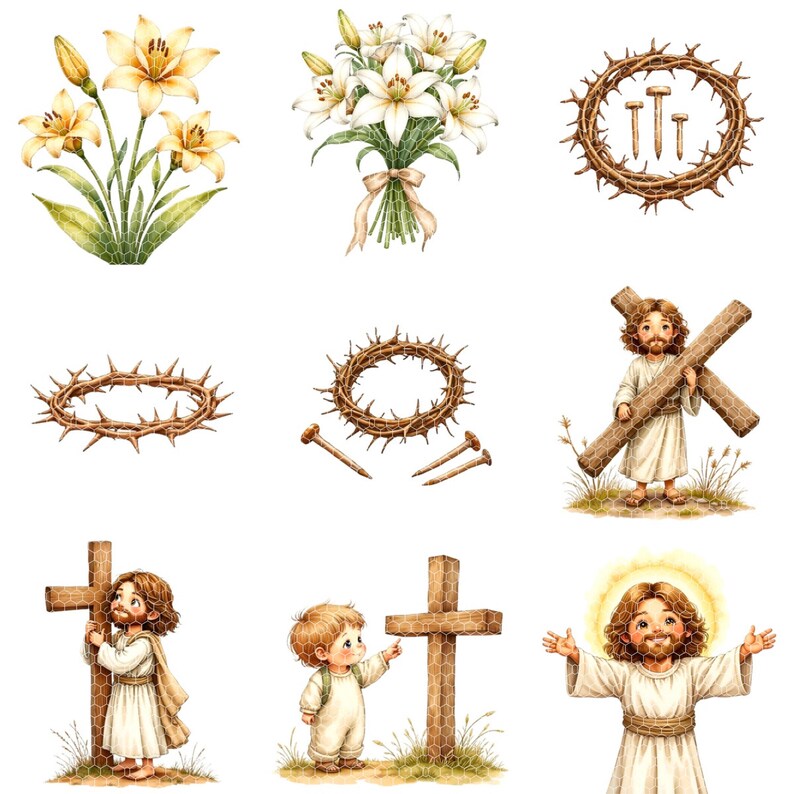 Christian Easter Watercolor Clipart PNG | Jesus Resurrection Cross ...