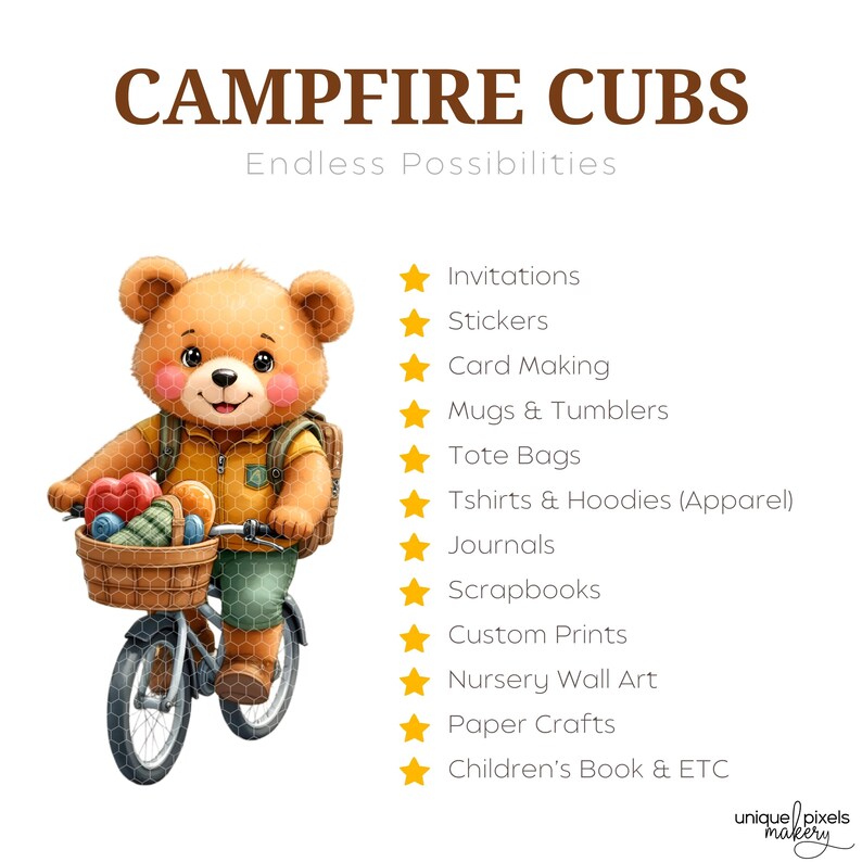 Camping Bear Clipart PNG | Cute Watercolor Adventure Bears | Campfire ...
