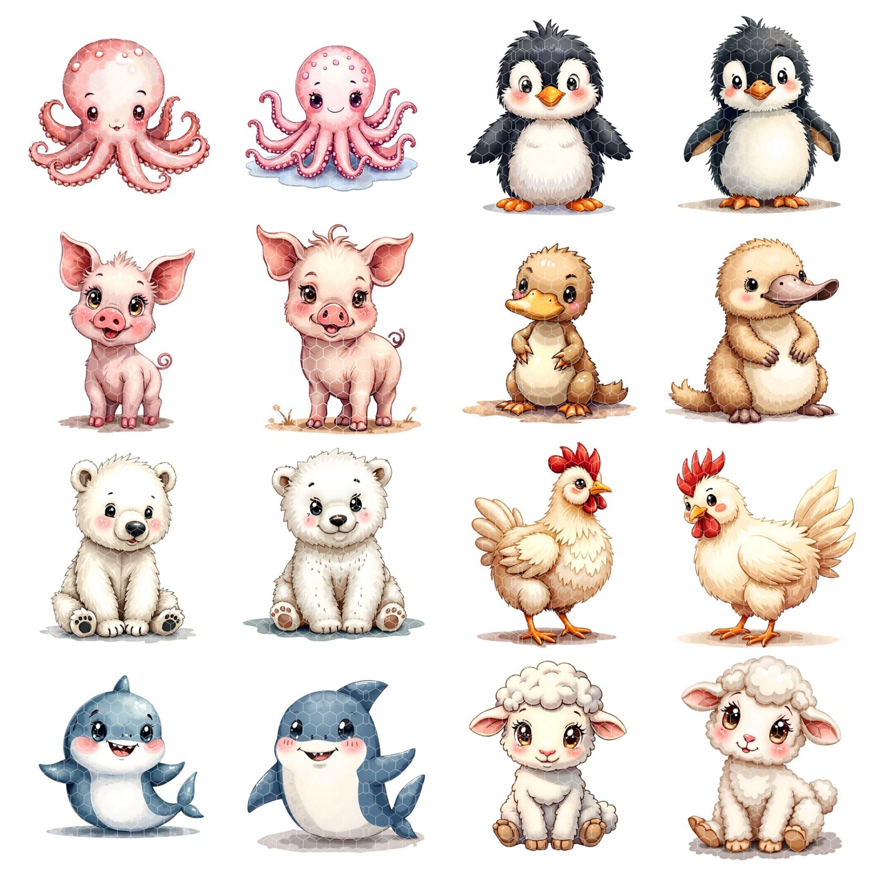 Animal Pairs Clipart Watercolor PNG | Noah's Ark Critters | Nursery and ...