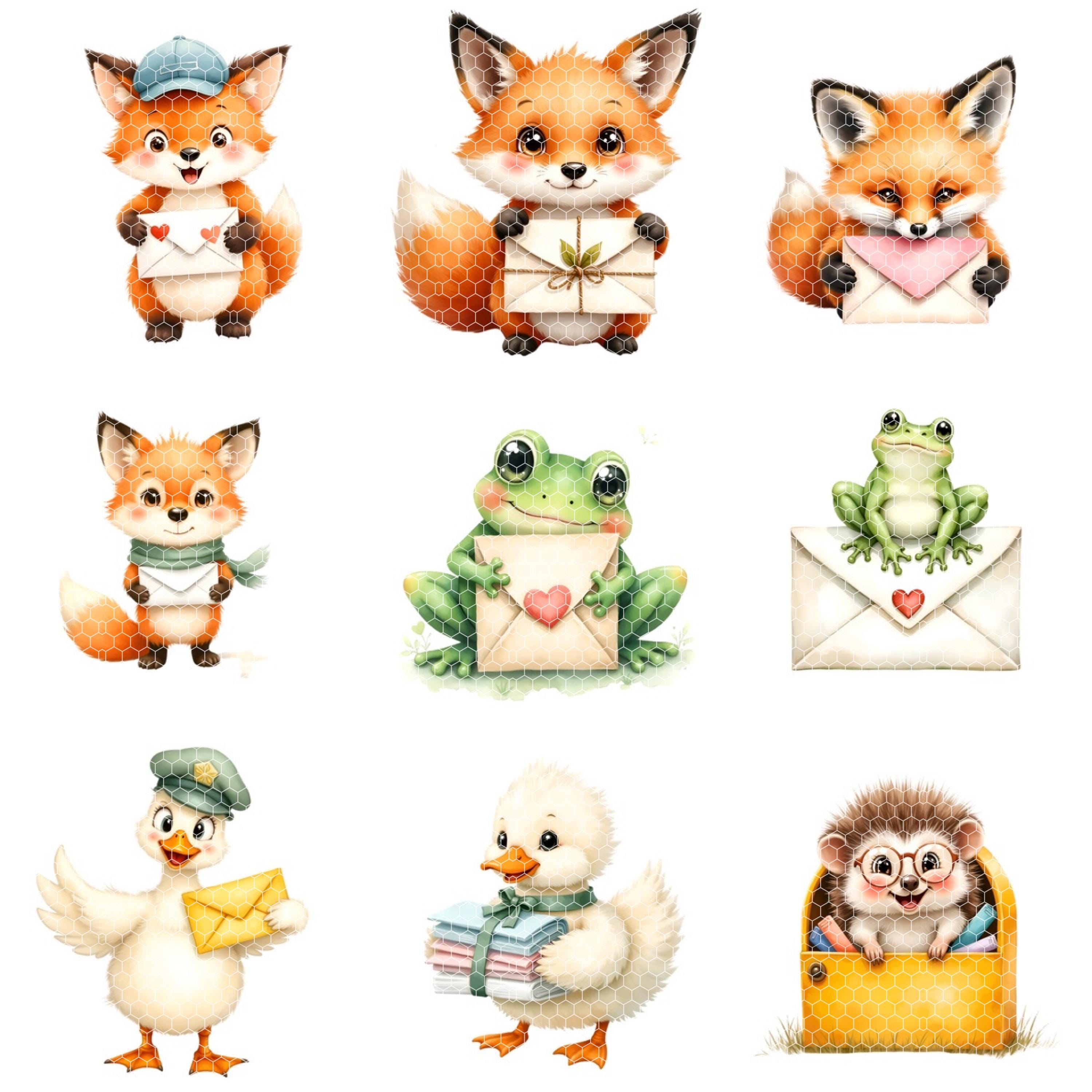 Happy Mail Animals Clipart Watercolor PNG | Woodland Animals With ...
