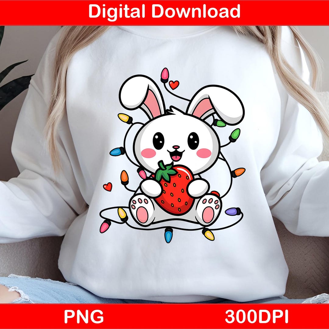 Rabbit Christmas Lights Png, Cute Rabbit Christmas Png, Christmas Bunny ...