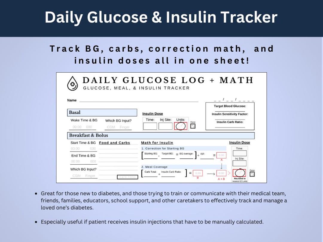 Kids' Daily Glucose Log | Children's Diabetes Worksheet | Student ...