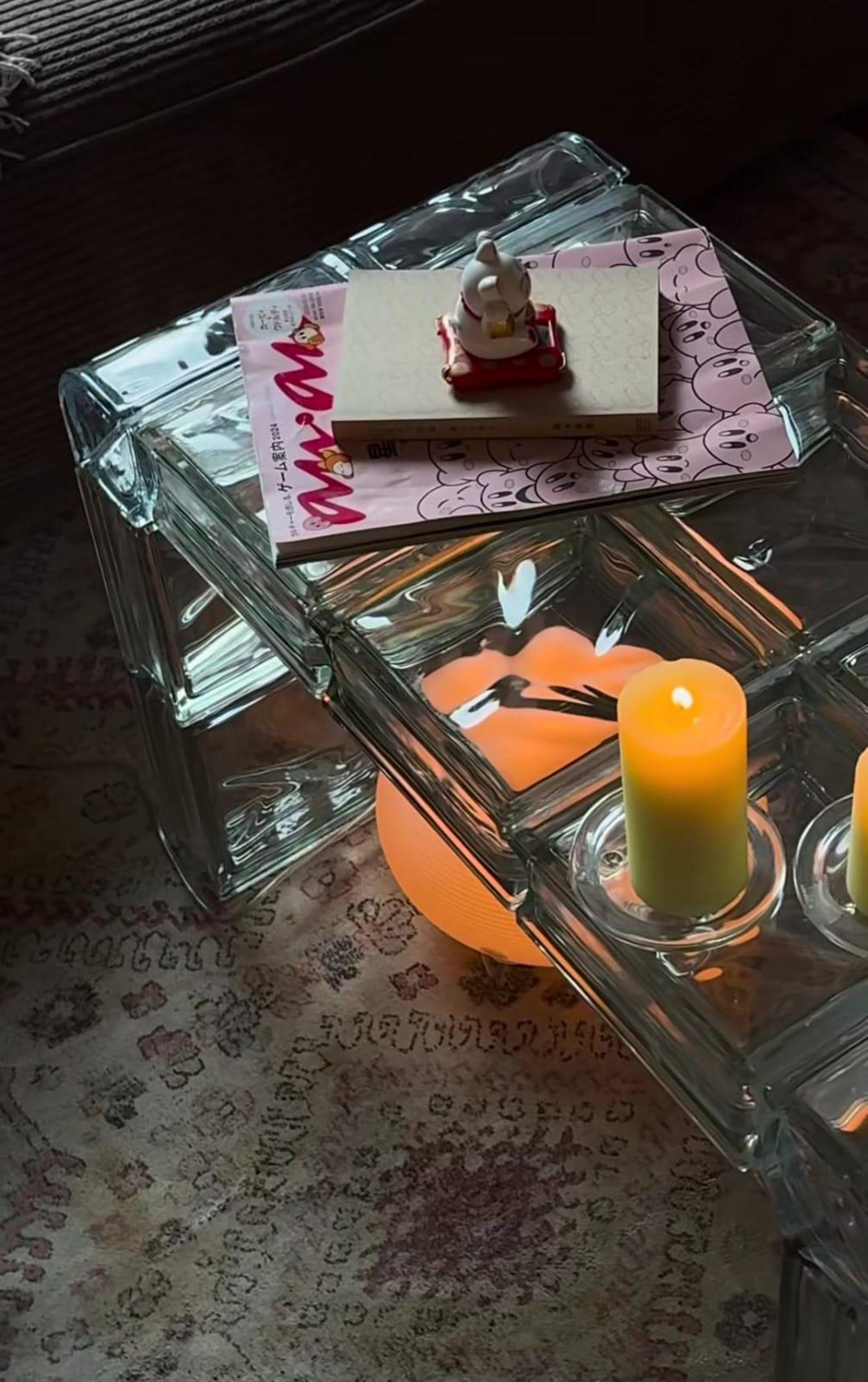 Modern Glass Block Coffee Table | Unique Handmade Accent Table for ...