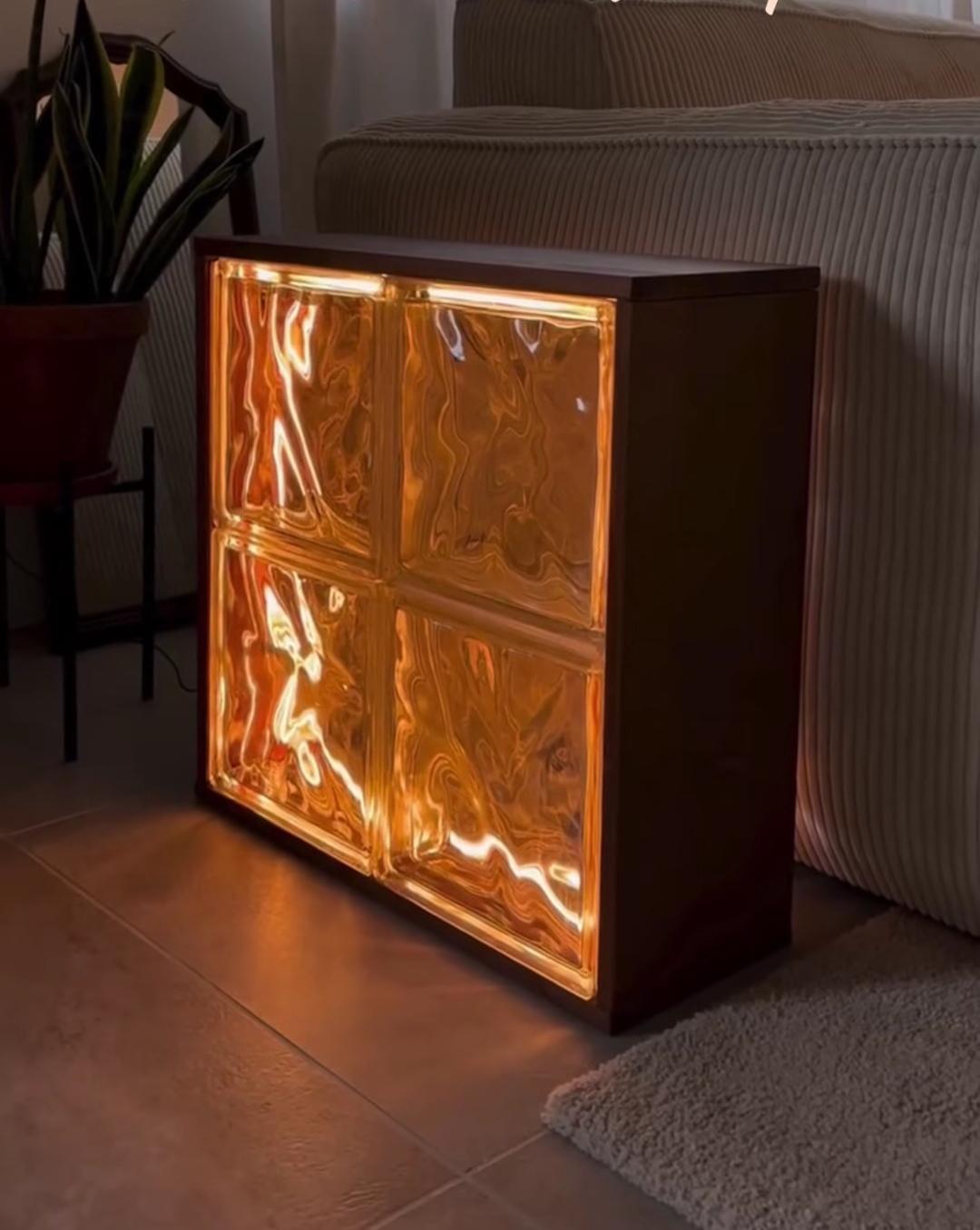 Cozy Light Glass Block Lamp | Modern Scandinavian Night Light & Ambient ...