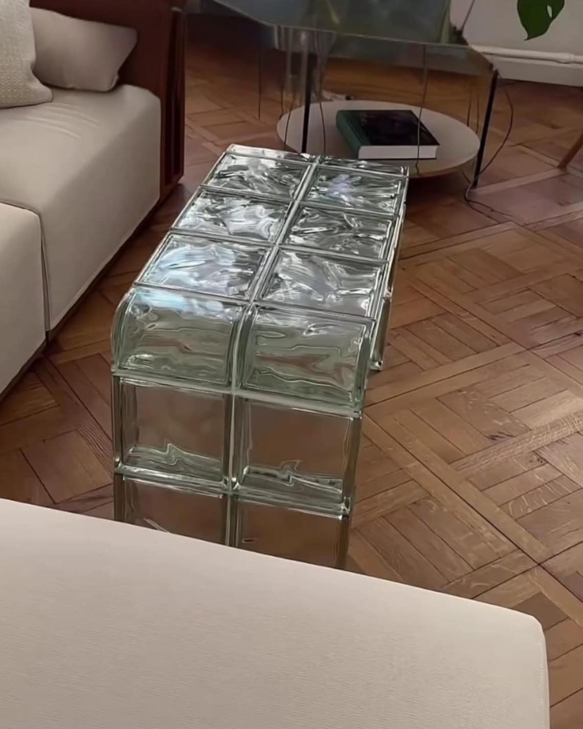 Modern Glass Block Coffee Table | Unique Handmade Accent Table for ...