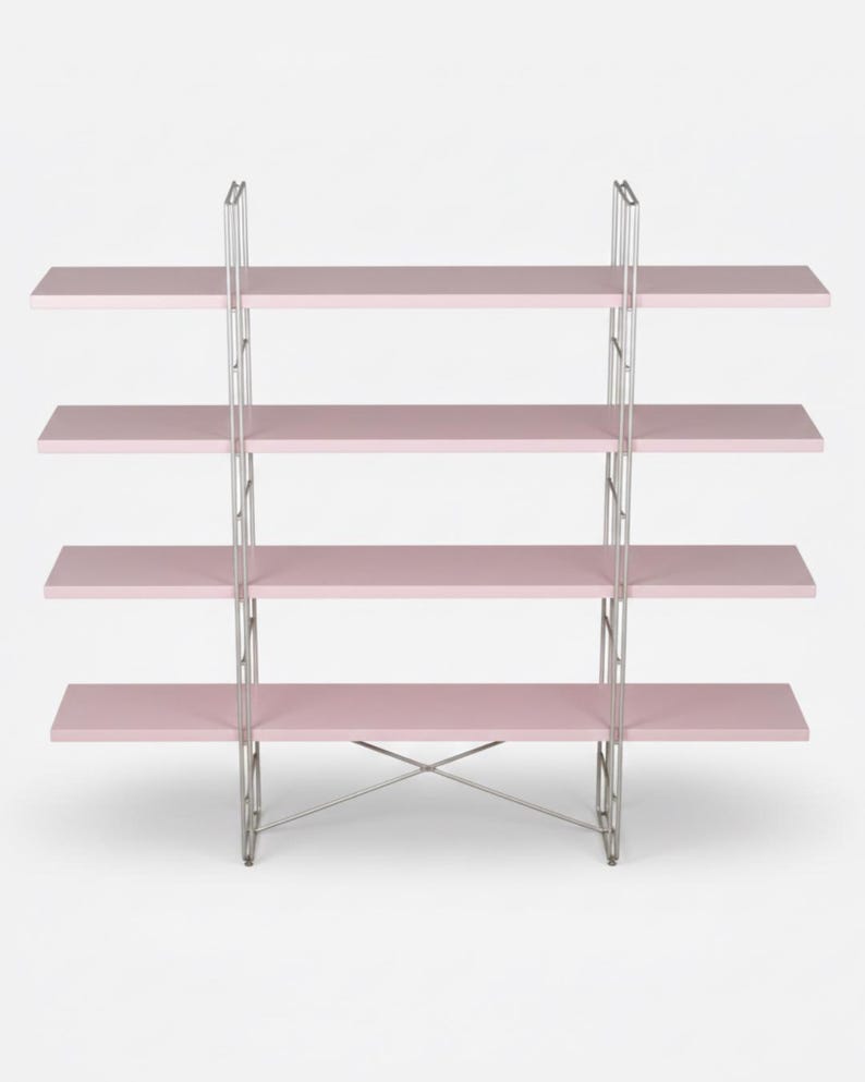 Rare Pink Vintage Enetri Bookshelf, Handmade Wooden Bookcase - Etsy