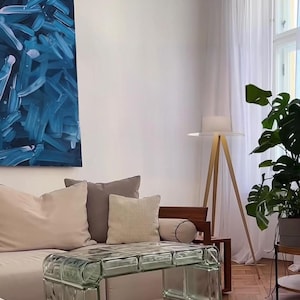Modern Glass Block Coffee Table | Unique Handmade Accent Table for ...
