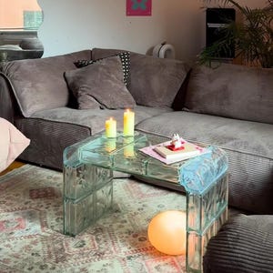Modern Glass Block Coffee Table | Unique Handmade Accent Table for ...