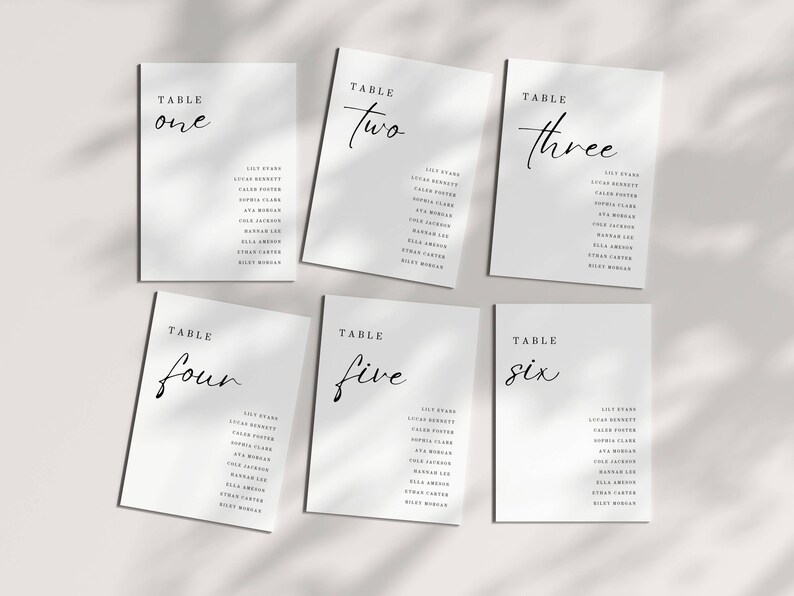 Elegant Script Wedding Table Number Template | Tables 1 - 20 | Table ...