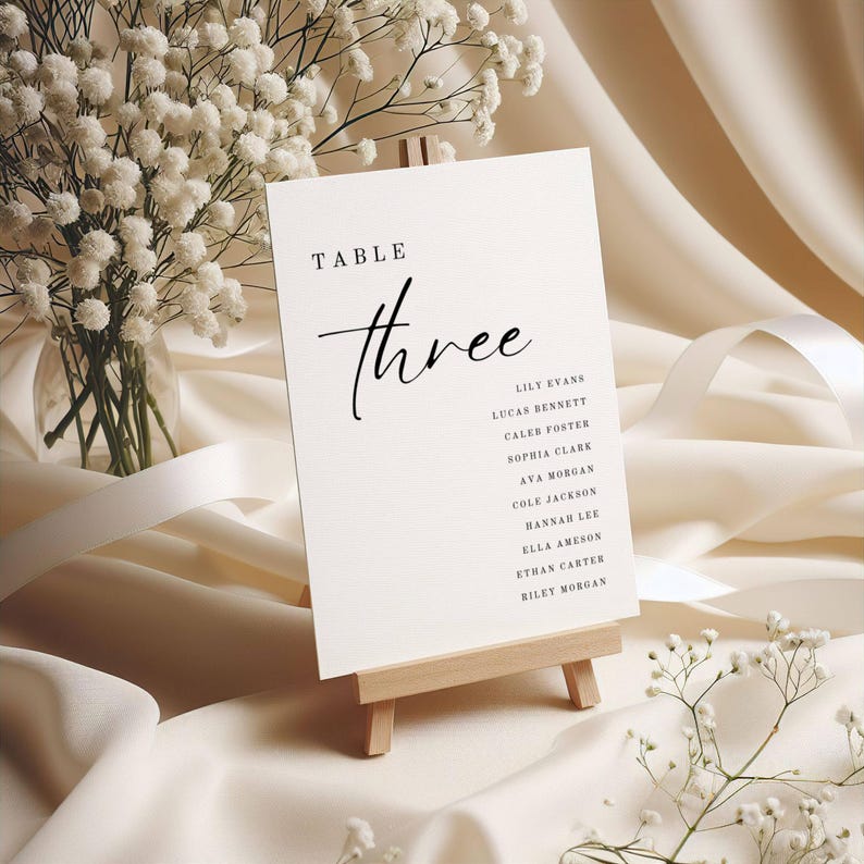 Elegant Script Wedding Table Number Template | Tables 1 - 20 | Table ...