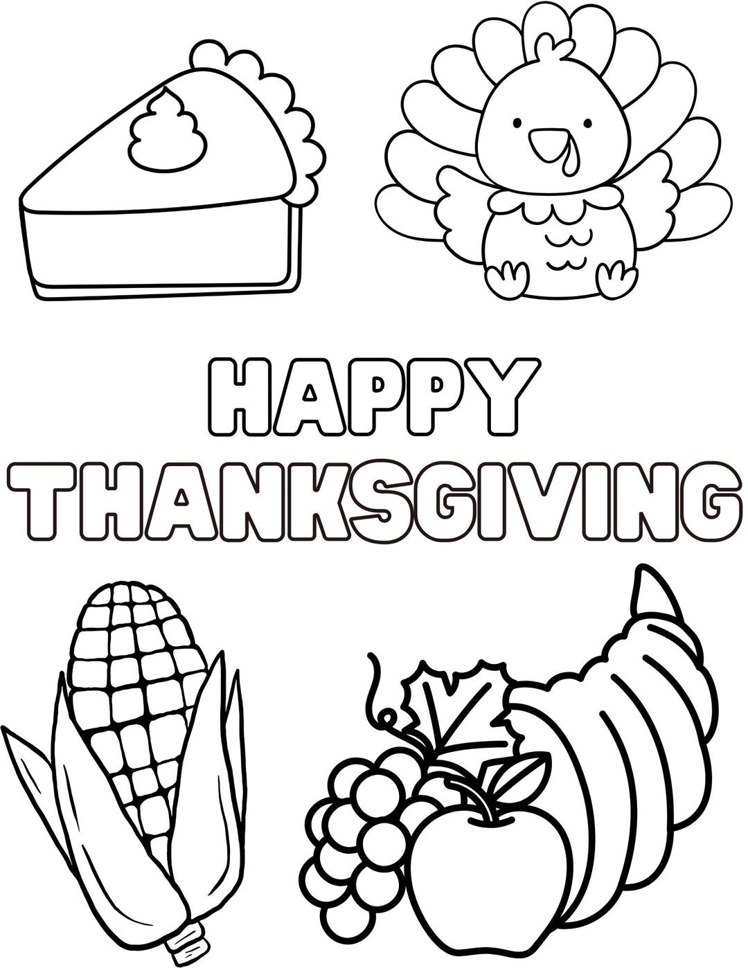 Thanksgiving Coloring Pages - Etsy