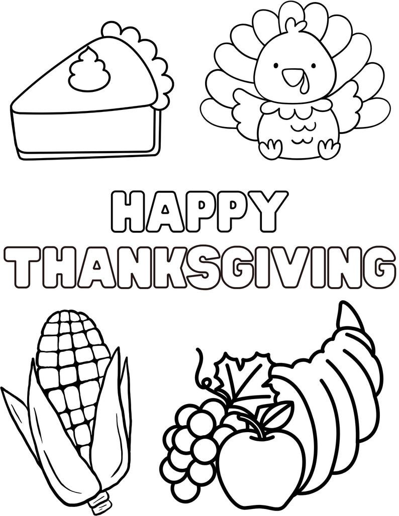 Thanksgiving Coloring Pages - Etsy