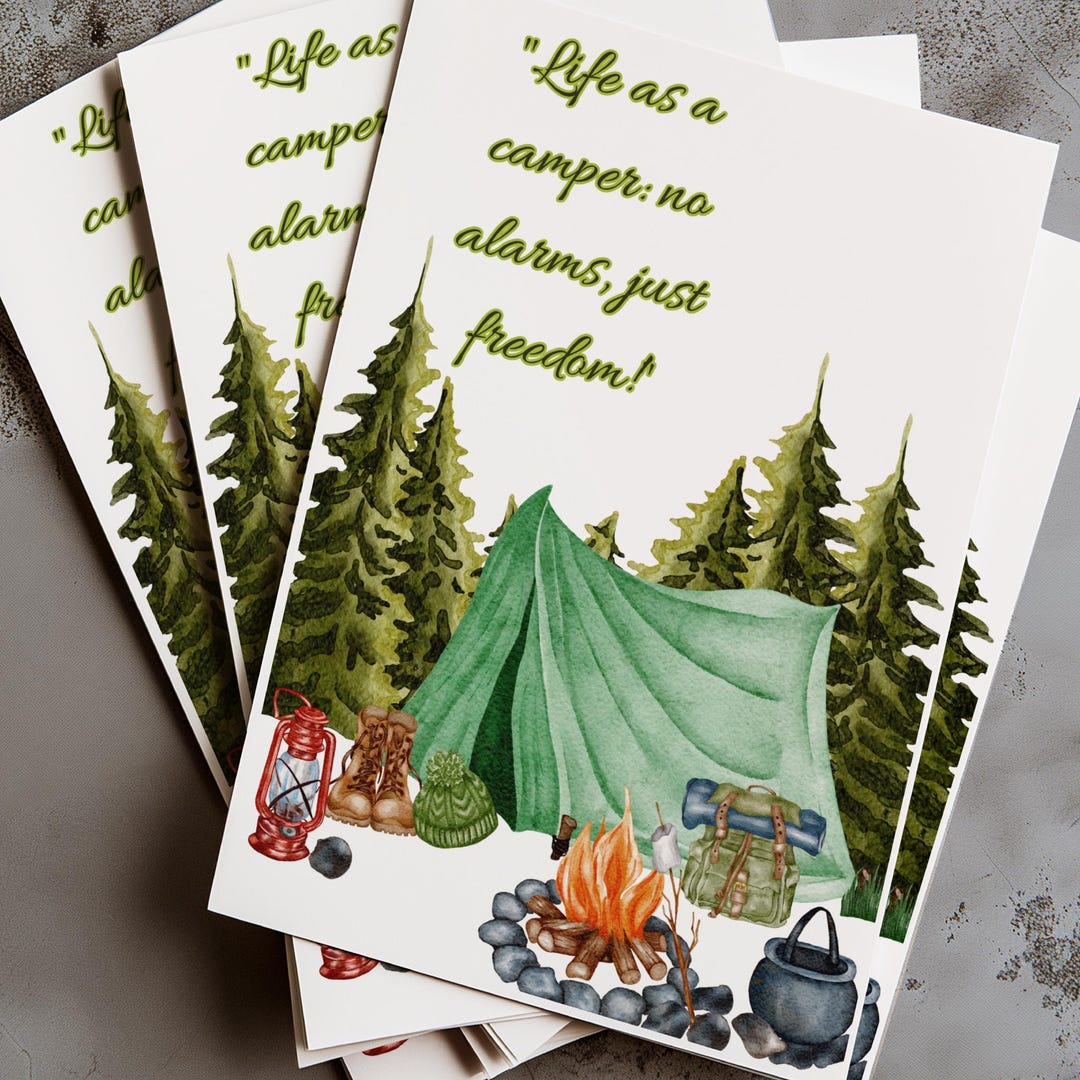 Printable Retirement Card - Retirement Gift for Camping & Nature Lover ...